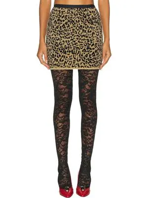 Valentino Garavani Animalier Jacquard Knit Skirt - Gold & Nero