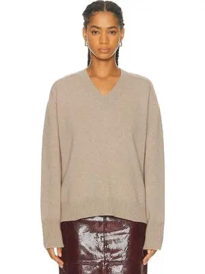RÓHE Cape V Neck Wrap Jumper - Taupe Melange