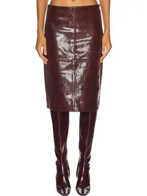 RÓHE Snake Leather Skirt - Burgundy Snake