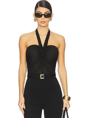 Atlein Strap Halter Neck Bodysuit - Black