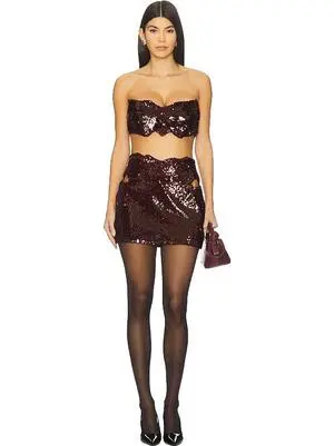 MOTHER OF ALL Butterfly Sequins Mini Dress - Burgundy