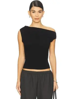 LESET Lauren Ruched Asymmetrical Top - Black