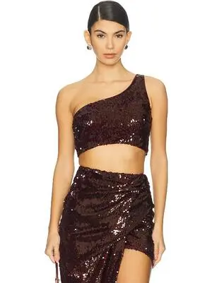 MOTHER OF ALL Lauren Sequins Crop Top - Burgundy