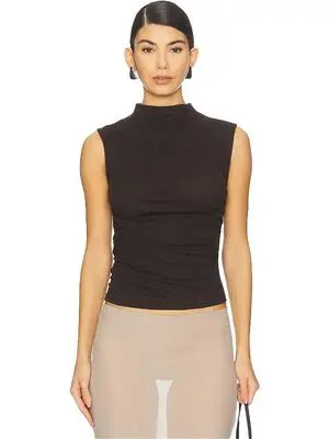Enza Costa Cashmere Sleeveless Twist Top - Dark Brown