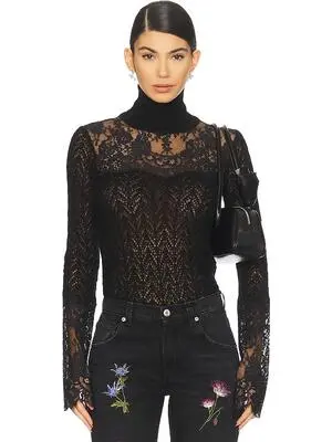 Blumarine Knit Lace Top - Black