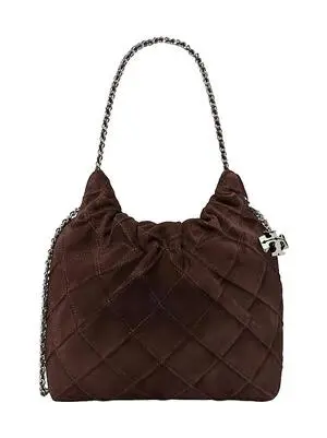 Tory Burch Mini Fleming Hobo Bag - Licorice Suede