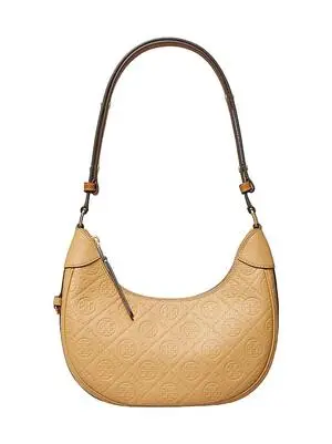 Tory Burch T Monogram Crescent Bag - Biscotti
