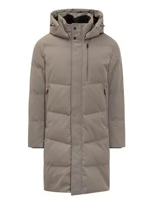 DUNO Long Down Jacket With Hood - Grey