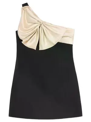 Valentino Garavani One-shoulder Bow Mini Dress - Black