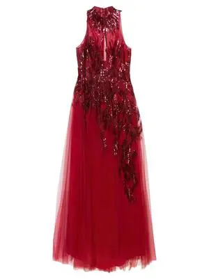 SAIID KOBEISY Beaded Gown - Red