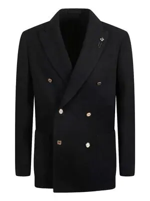LARDINI Double-breasted Jacket - Black