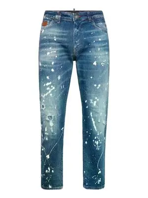 Philipp Plein Detroit Fit Paint-splatter Jeans - Blue