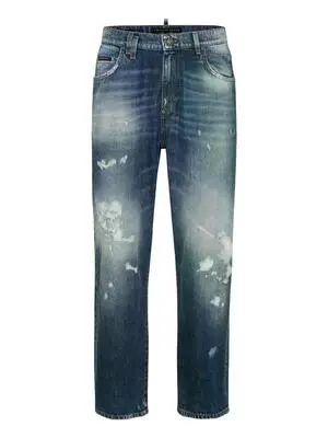 Philipp Plein Distressed Paint-splatter Jeans - Blue