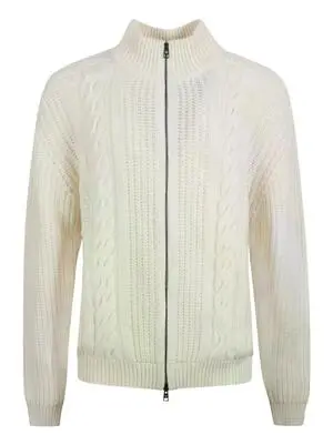 Tagliatore Cable Knit Zip Sweater - White