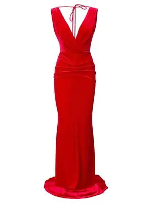LITA COUTURE Vianne V-neck Maxi Dress - Red