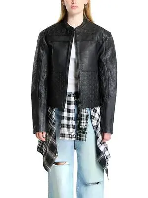 DAILY PAPER Structured Leather Jacket