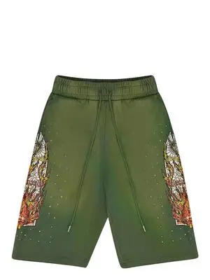 WHO DECIDES WAR BY EV BRAVADO Flame Glass Track Shorts - Green