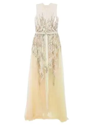 SAIID KOBEISY Embroidered Gown - Neutrals