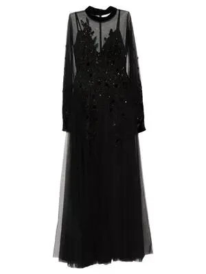 SAIID KOBEISY Embroidered Tulle Gown - Black