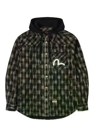 EVISU Hooded Check Jacket - Black