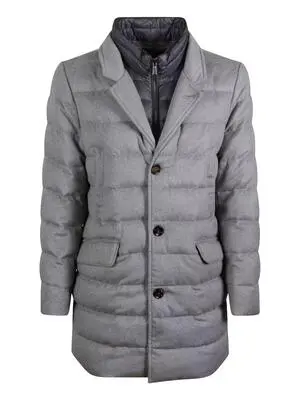 MOORER Single-breasted Padded Coat - Grey