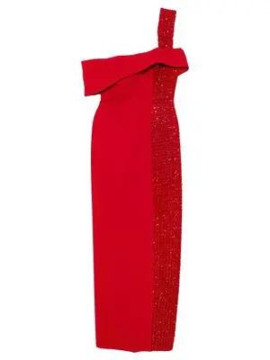 SAIID KOBEISY Beaded Crepe Gown - Red