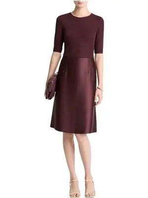 Vince Satin A-line Knee Length Skirt - Burgundy