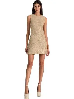 Alice + Olivia Cade Embellished Tweed Mini Dress - Gold