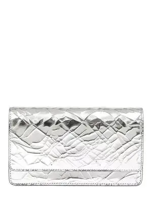 MAISON MARGIELA Cracked-effect Leather Shoulder Bag - Silver