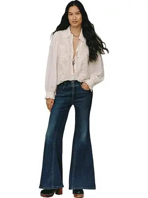 PILCRO Brigitte High-rise Bell-bottom Jeans - Turquoise Wash