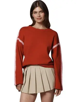 English Factory Petite Tipped Pullover - Red Pattern