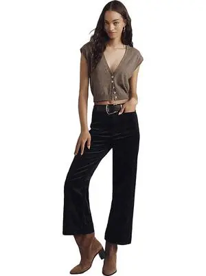 Maeve The @merricksart Colette Crop Corduroy Pants - Charcoal