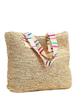 SUNSHINE TIENDA Large Raffia Tote - Multi Stripe