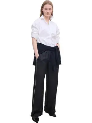 HOUSE OF DAGMAR Relaxed Silk Twill Trousers - Black