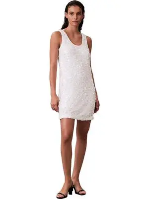 Calvin Klein Sequined Mini Dress - White Greige