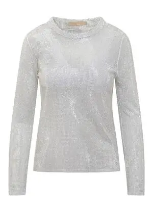 Michael Kors Long-sleeved Top With Sequins - White