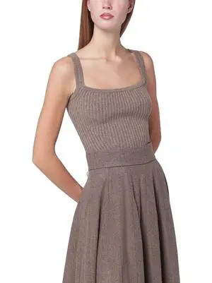 Max Mara Sleeveless Wool And Cashmere Top Beige