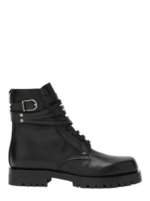DURAZZI MILANO Leather Combat Boots - Black