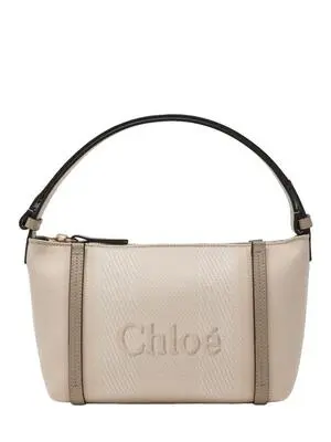 Chloé Carry Bag In Striped Cotton Jacquard Canvas - Beige