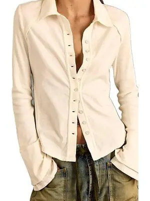 Free People Happy Valley Button Down Shirt - Lucent White