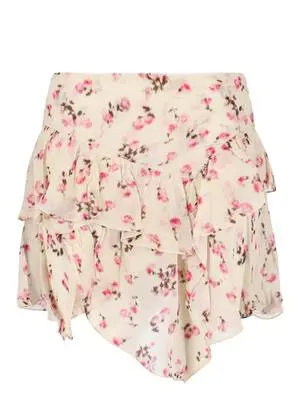 Tagliatore Floral Print Mini Skirt Beige