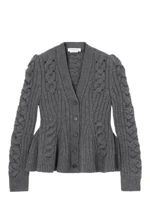 Alexander McQueen Cable-knit Wool And Cashmere-blend Cardigan - Gray