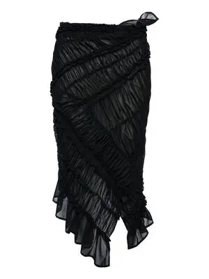 Magda Butrym Gathered Cotton Midi Skirt - Black