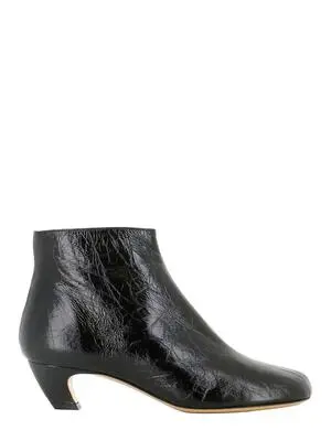 Le Monde Beryl Square-toe Leather Boots - Black