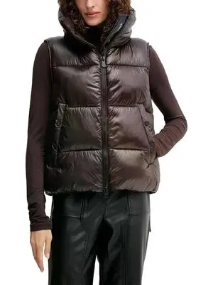 SAVE THE DUCK Padded Funnel-neck Vest - Brown