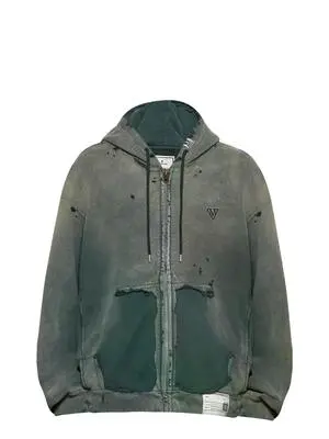 Mihara Yasuhiro Faded-effect Zip-up Hoodie - Green