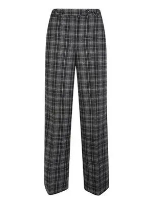 Pinko Plaid Wool Trousers - Black