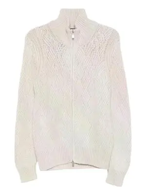 BARBA NAPOLI Cable-knit Zip-up Cardigan - Neutrals
