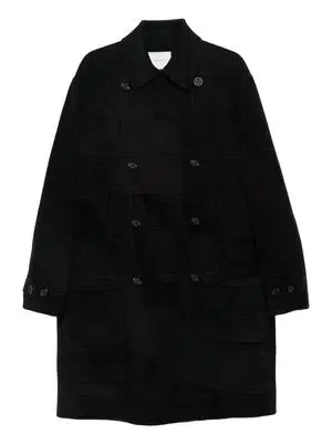 PAOLO PECORA Checkered Double-breasted Coat - Black