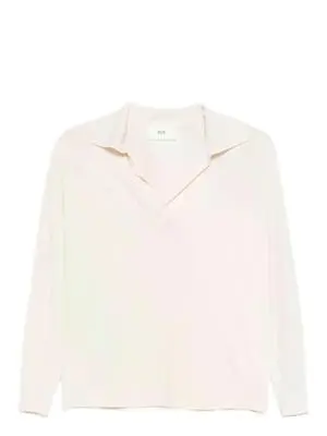 SOLOTRE Collared V-neck Sweater - White